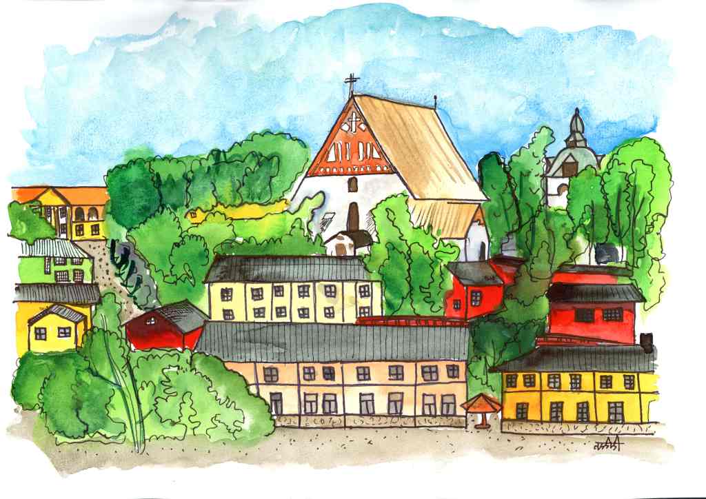 The City of Porvoo | Watercolor Drawing 21x29.7cm - Creative Hub for ...